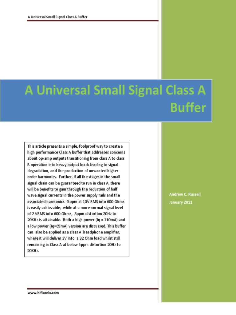 A Universal Small Signal Class A Buffer V1.0 | PDF | Amplifier | Distortion