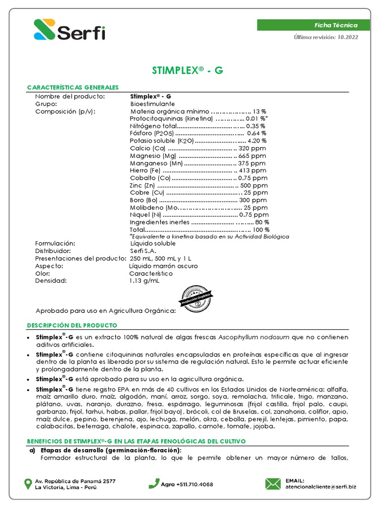 Ficha-Tecnica-STIMPLEX-G-v10.2022-1 | PDF | Ají picante | Frijol