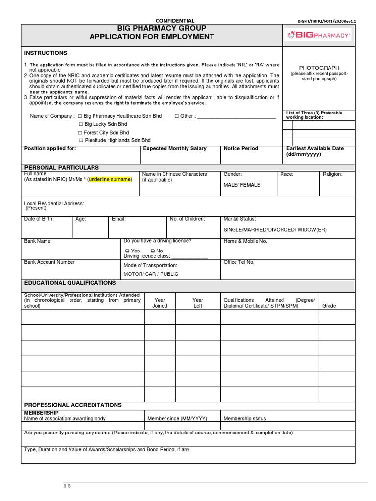 Employment Application Form | PDF
