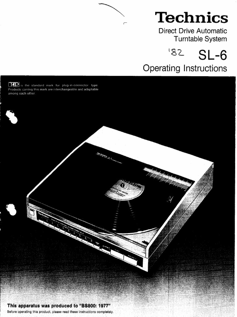 Technics SL6 Turntable (1982) | PDF