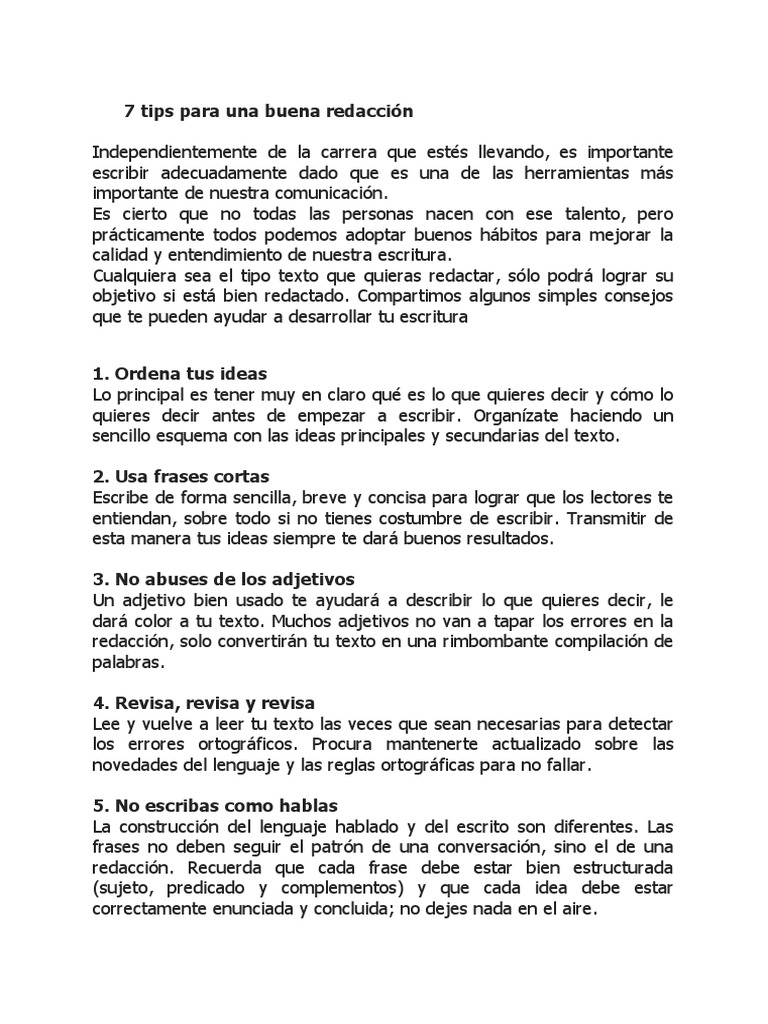 7 Tips para Una Buena Redacción | PDF