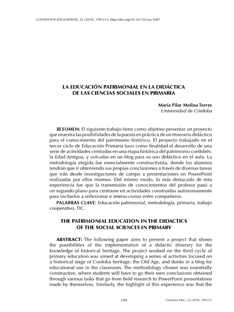 La Educación Patrimonial en La Didáctica de Las CC en Primaria | Descargar gratis PDF | Maestros ...