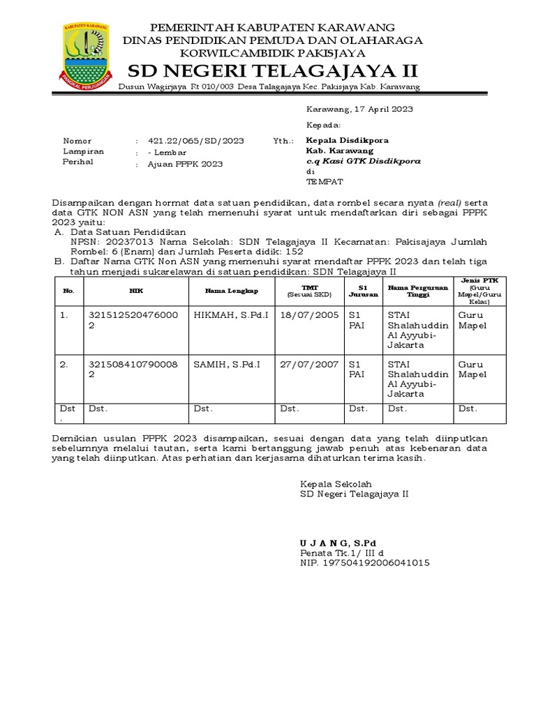 2023-04-14 Format Usulan PPPK-2023 | PDF