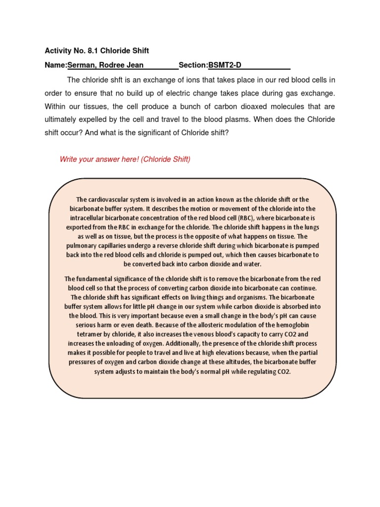 Activity No. 8.1 Chloride Shift | PDF