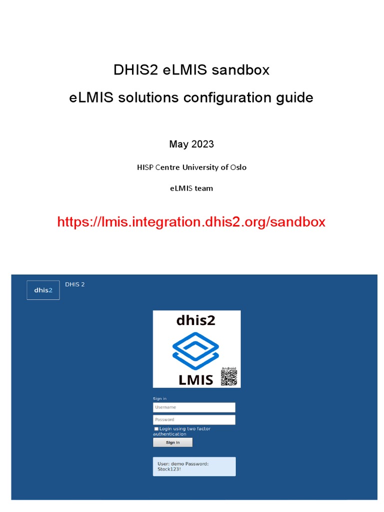 DHIS2 ELMIS Sandbox Configuration Guide | PDF | Mobile App | Application Software