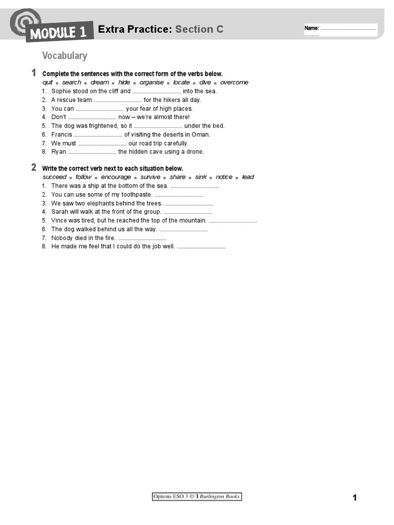 03options3 M1 ExtraPractice SectionC | PDF