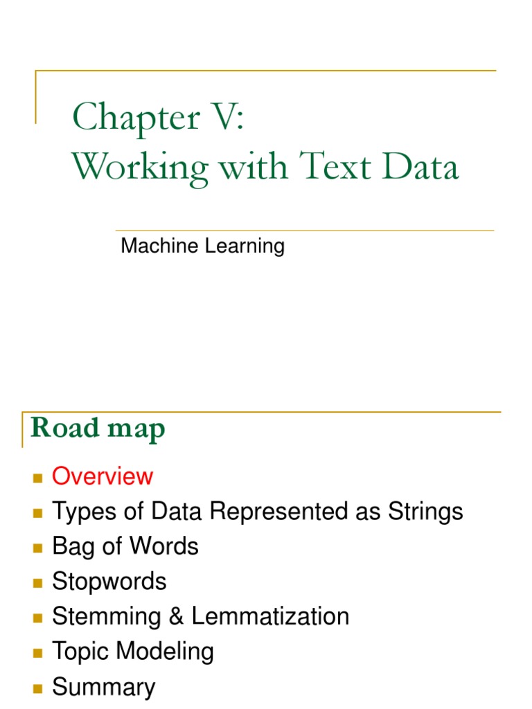Chapter V - Working With Text Data | PDF | Artificial Intelligence | Intelligence (AI) & Semantics