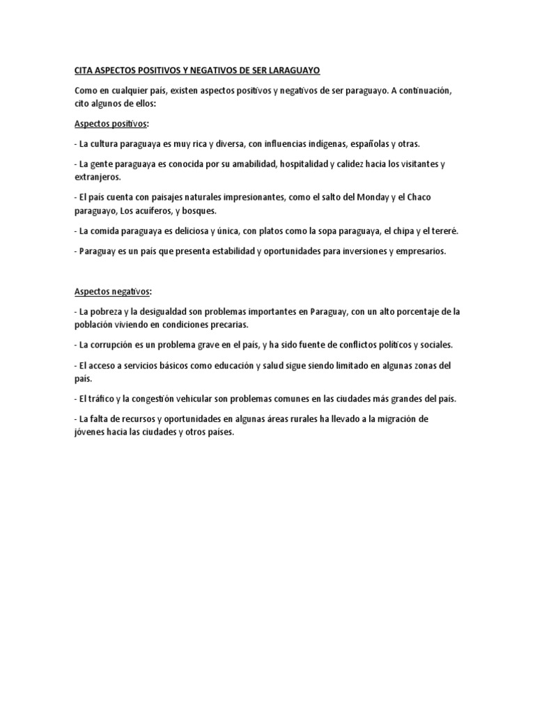 Aspectos Positivos y Negativos | PDF | Ciencias sociales