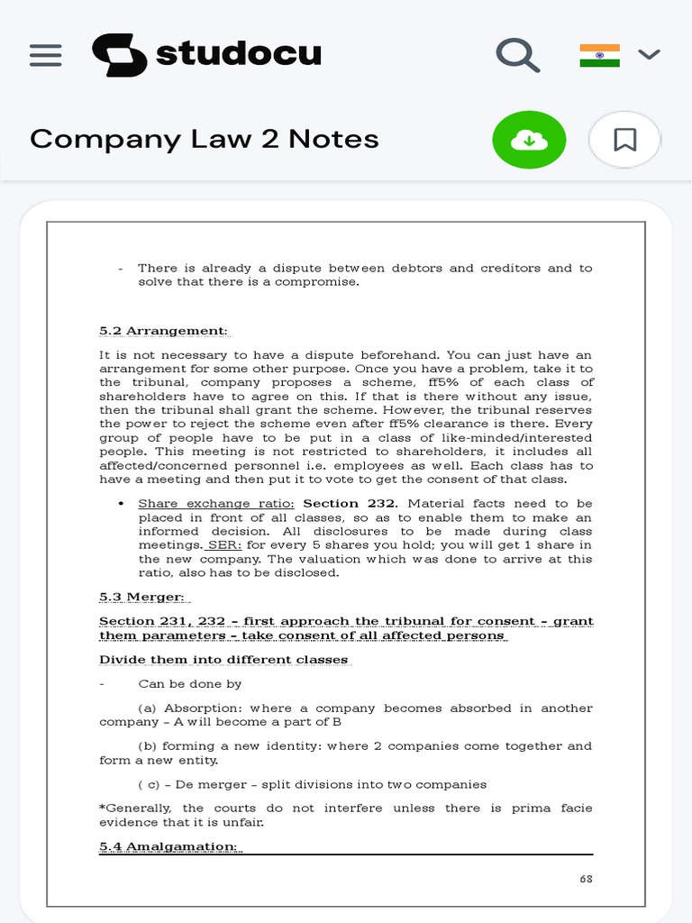 Company Law 2 Notes - COMPANY LAW 2 Contents Management and Corporate ...