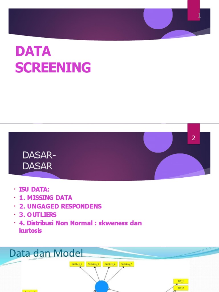 Data Screening | PDF | Metode & Bahan Ajar