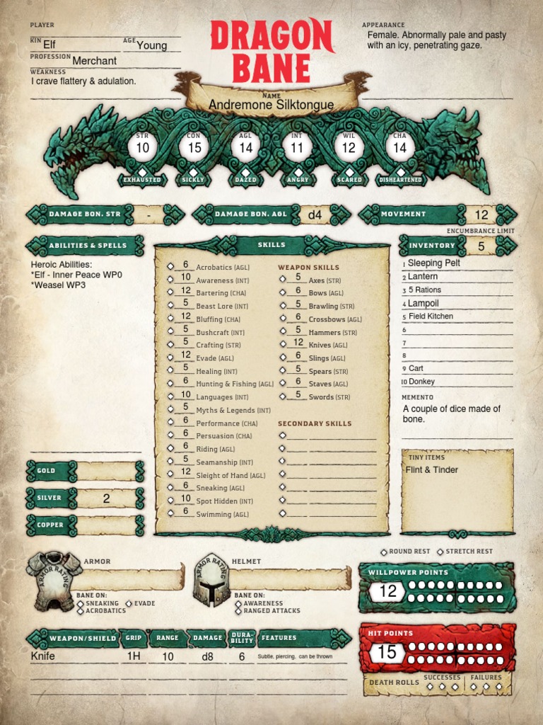 DB - Pregen - Young Elf Merchant | PDF | Melee Weapons | Manufactured Goods