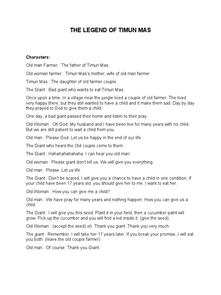 The Legend of Timun Mas | PDF