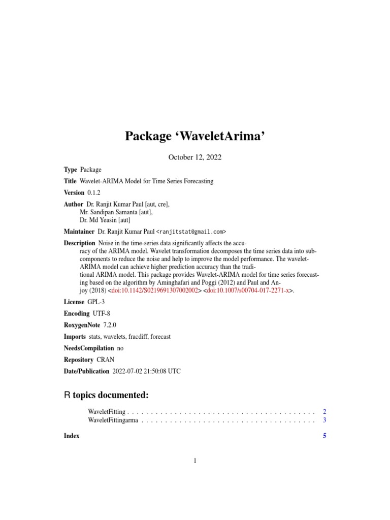 Wavelet Arima | PDF | Time Series | Wavelet