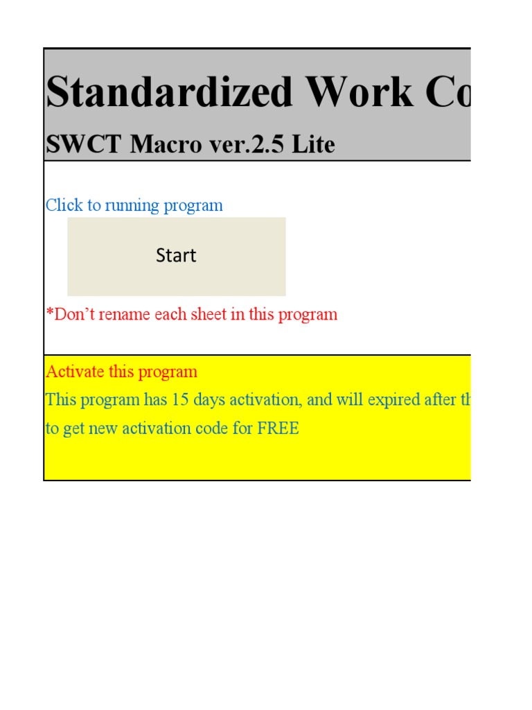 Standardized Work Combination Table Macro 2.5 Lite | PDF