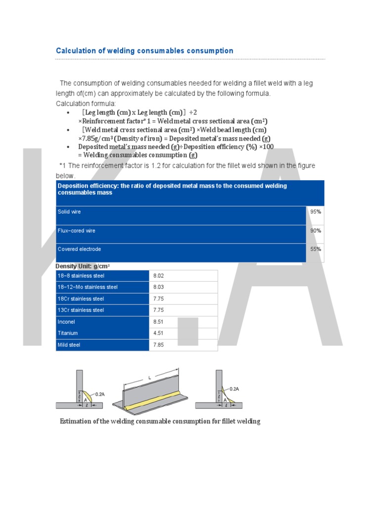 Welding Consumables Calculation Guide | PDF | Welding | Construction