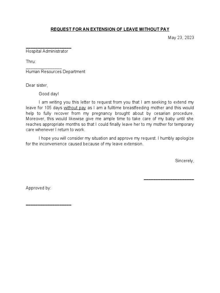 Request For An Extension of Maternity Leave Without-Pay | PDF