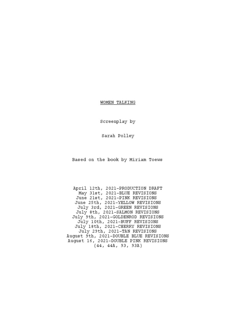 Women Talking: Screenplay Draft | PDF | Art | Young Adult