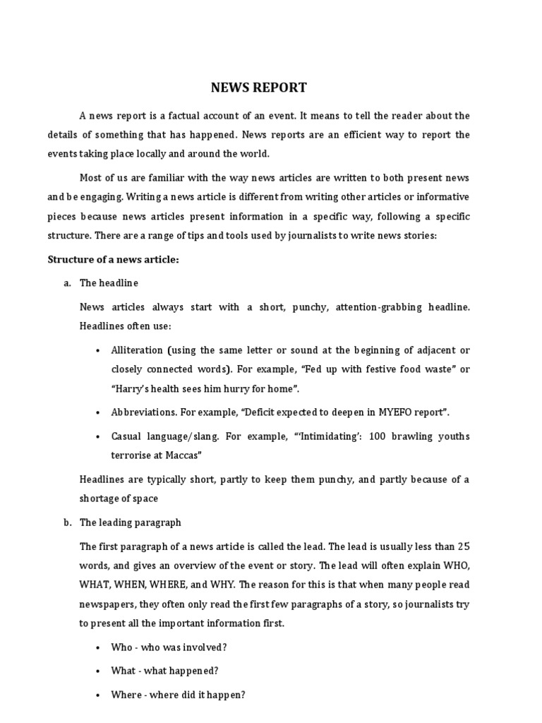 News Report | PDF | News | Verb