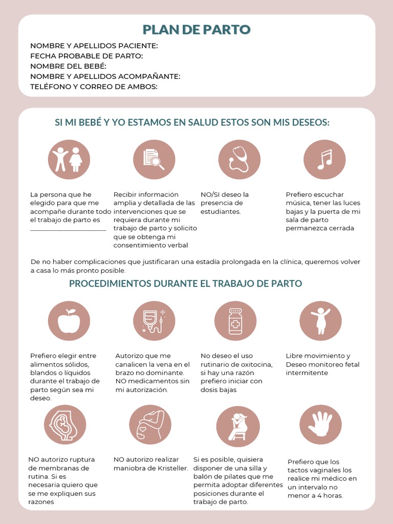 Plan de Parto Dra Karen Perez | PDF | Parto | Salud maternal