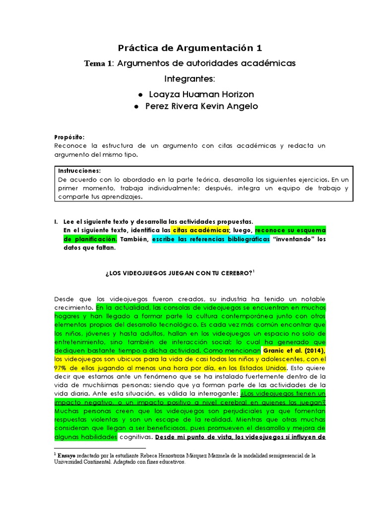 Práctica Nro 1 de Argumentación (Perez Rivera Kevin Angelo) | PDF ...
