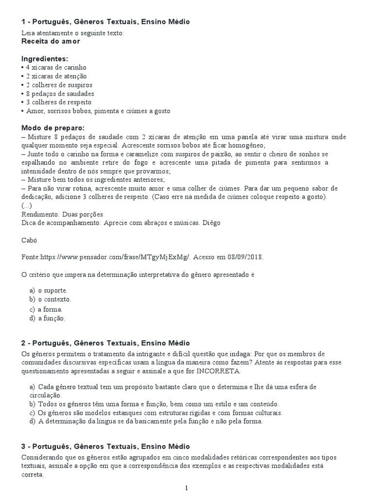 Caderno de Questoes Gabarite 321612 | PDF