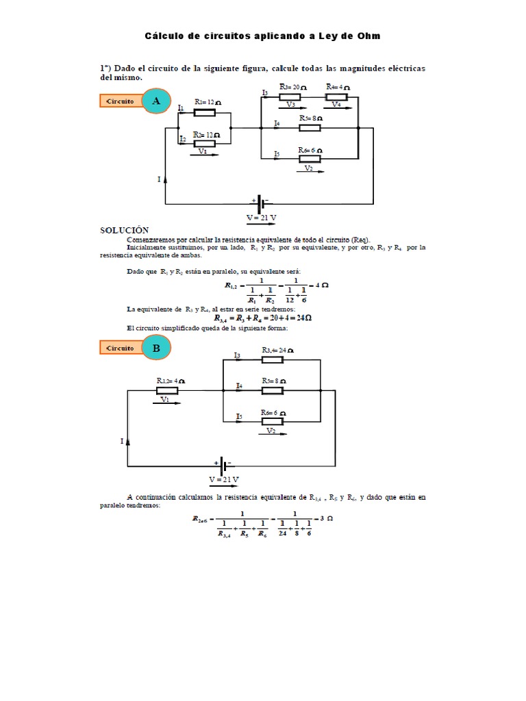 Cálculos Con La Ley de Ohm | PDF