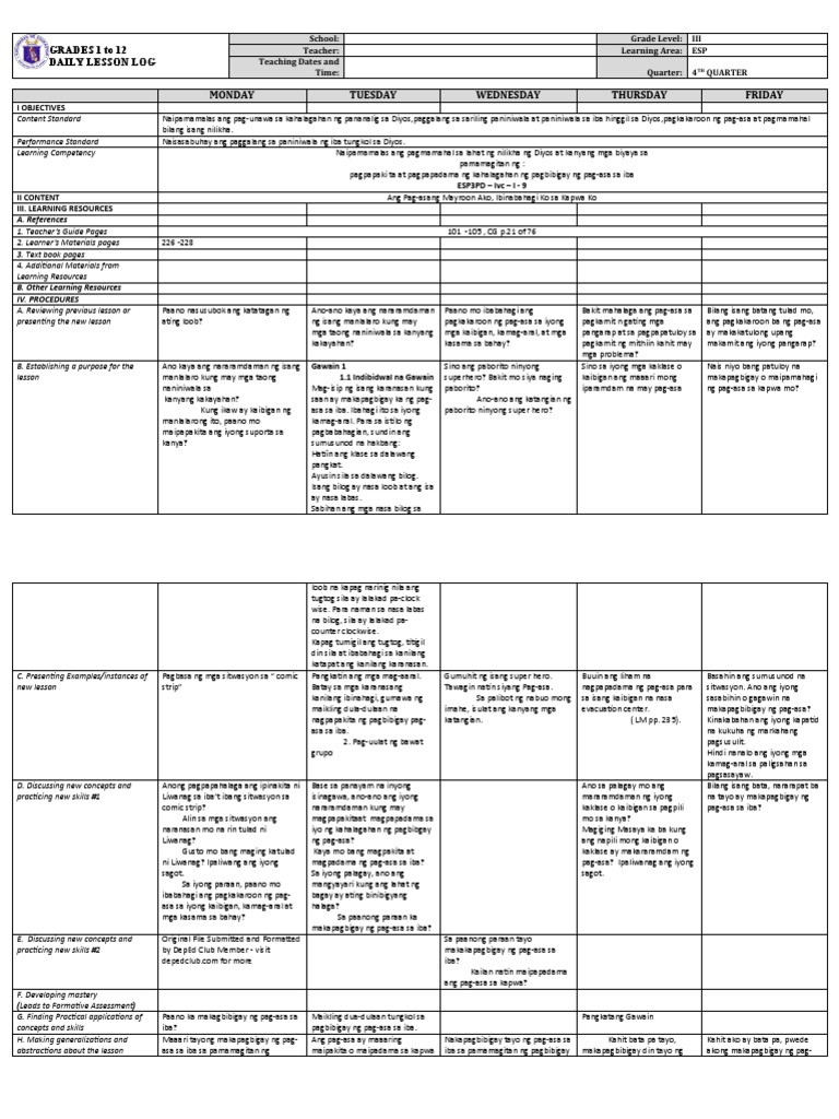 DLL - Esp 3 - Q4 - W5 | PDF