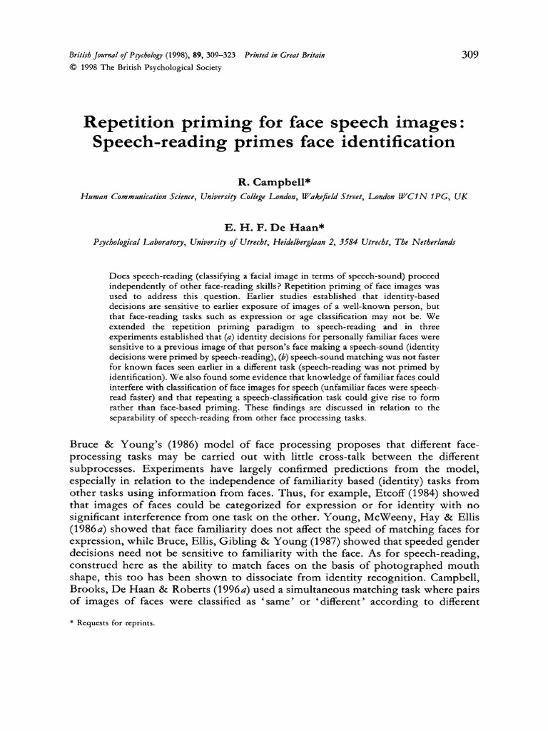 Face Reading Techniques | PDF | Priming (Psychology) | Experiment