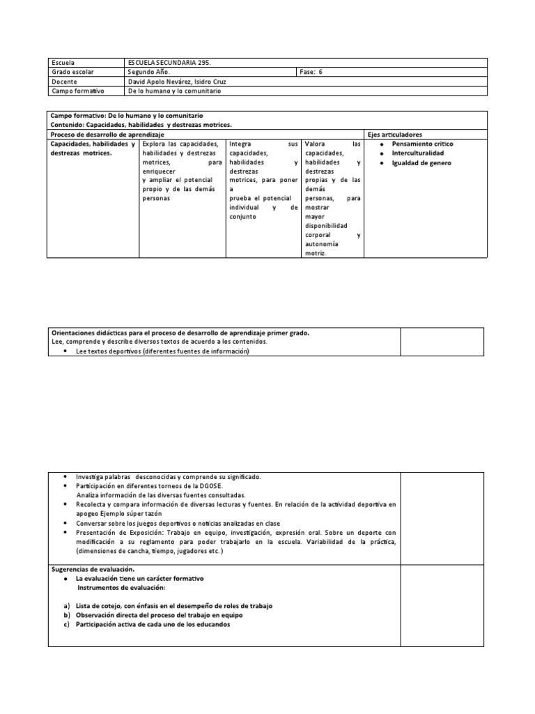 Educación Física, Codiseño Segundos Años. | PDF | Evaluación | Aprendizaje