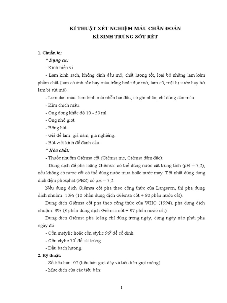 Noi Dung - Ky Thuat Xet Nghiem Mau | PDF