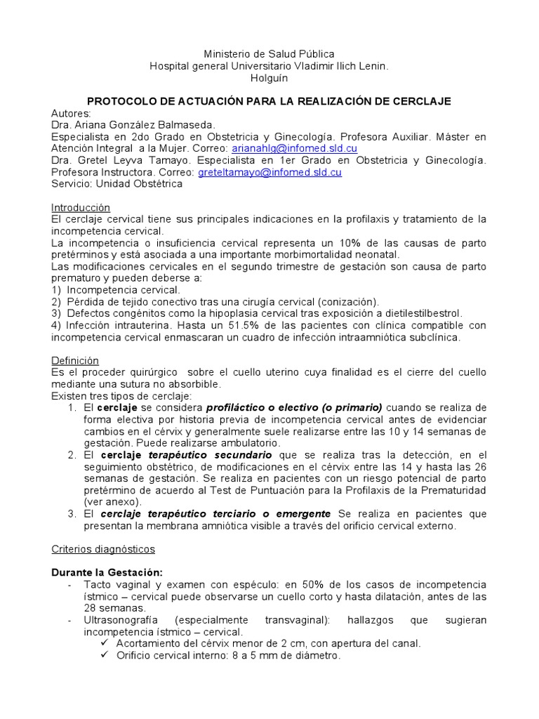 Cerclaje Aprobado | PDF | Parto | El embarazo