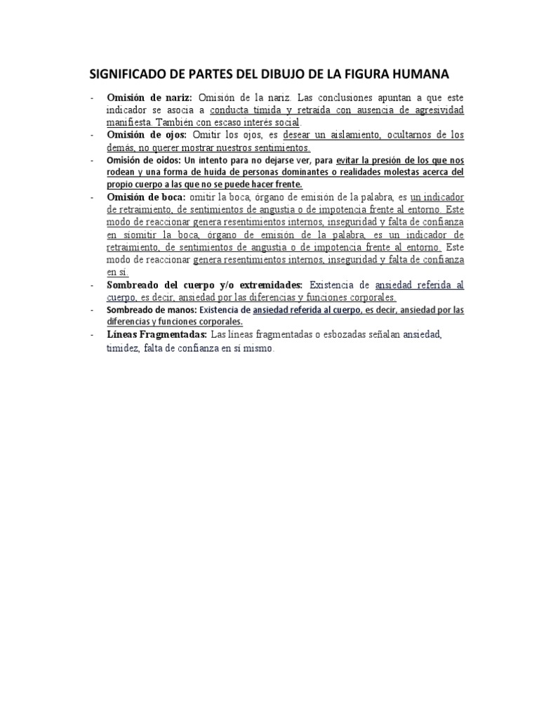Significado de Partes Del Dibujo de La Figura Humana | PDF