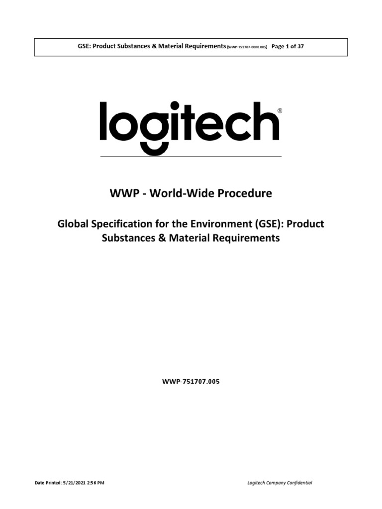 Logitech GSE: Substance Compliance Guide | PDF | Chromium | Chemical ...