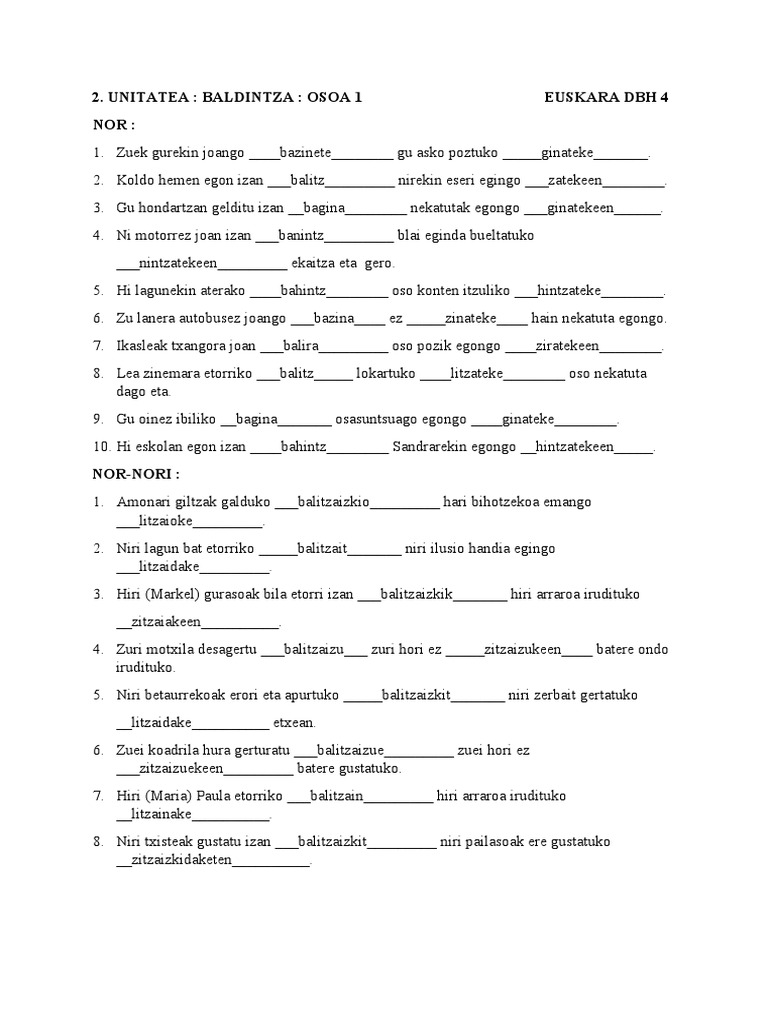 BALDINTZA - OSOA 1 | PDF