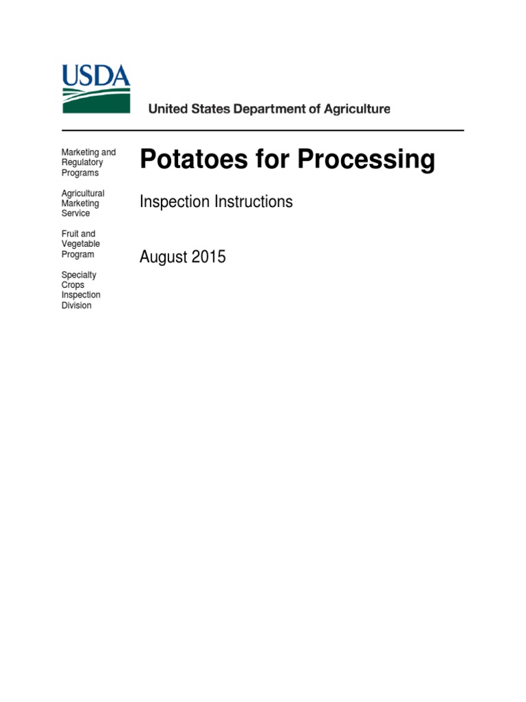 Potatoes For Processing Inspection Instructions | PDF | Potato ...