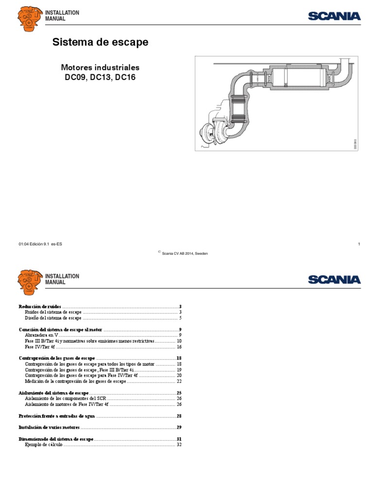 Manual De Instalación Del Sistema De Escape Scania Pdf Ingeniería