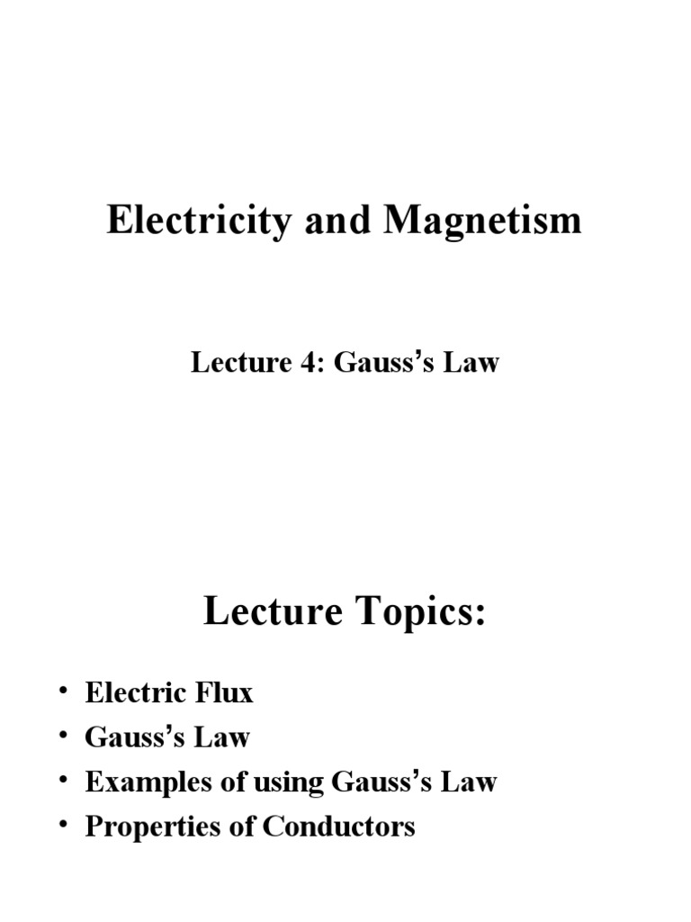 Lecture 4 Gauss Law Pdf Flux Electric Charge