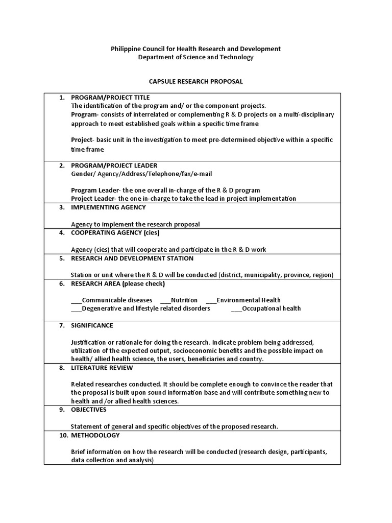 Capsule Proposal Format | PDF | Science