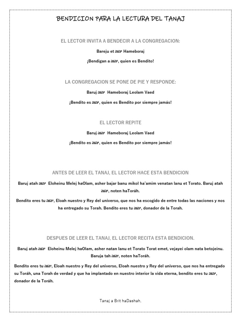 Bendicion para La Lectura de Torah | PDF