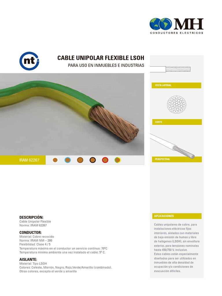 Cable Unipolar Flexible LSOH IRAM 62267 | PDF | Cobre | Metrología