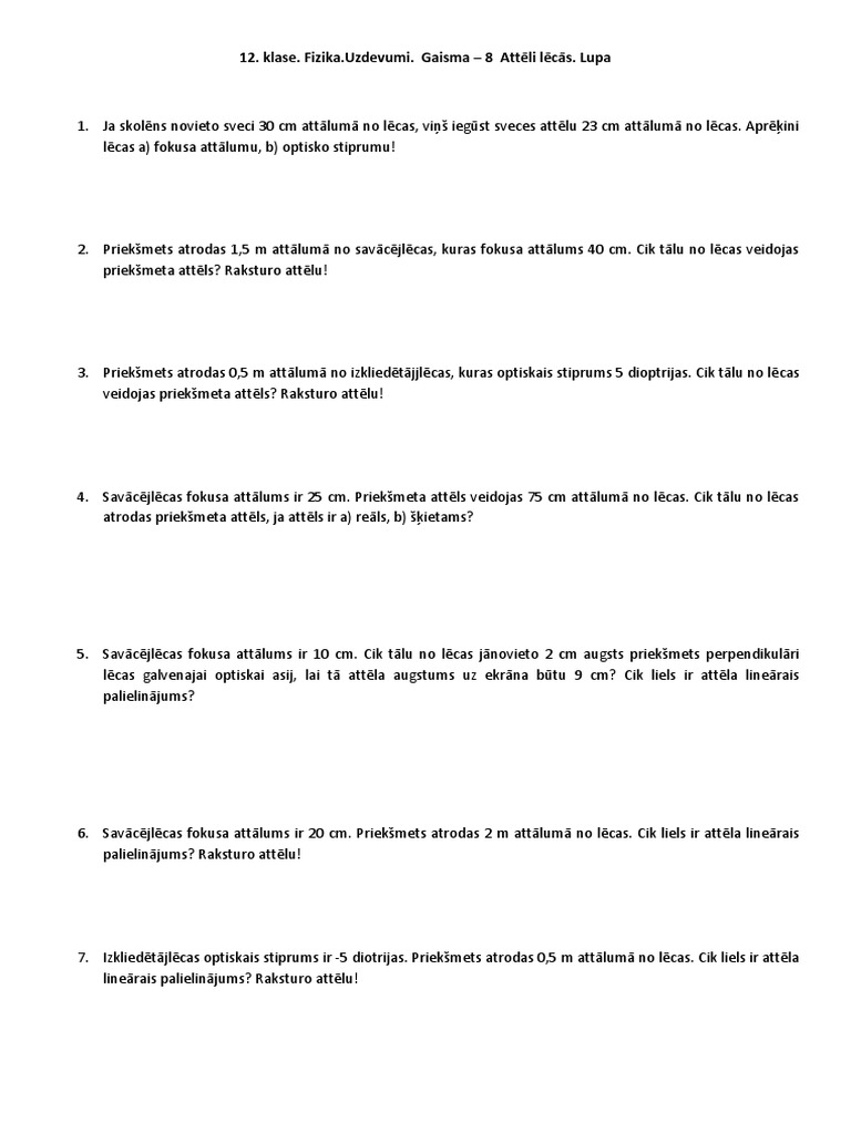 Fiz Uzd 12 KL 15 Gaisma 08 Atteeli Leecaas Lupa PDF | PDF