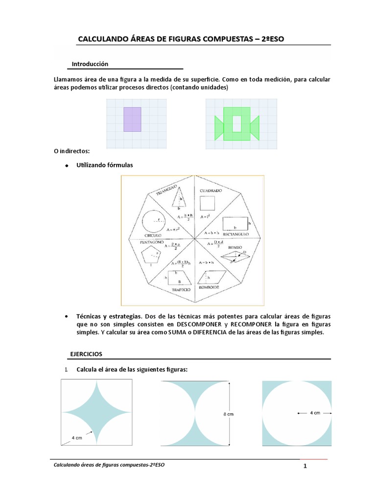 calculando-areas-de-figuras-compuestas-2oeso | PDF
