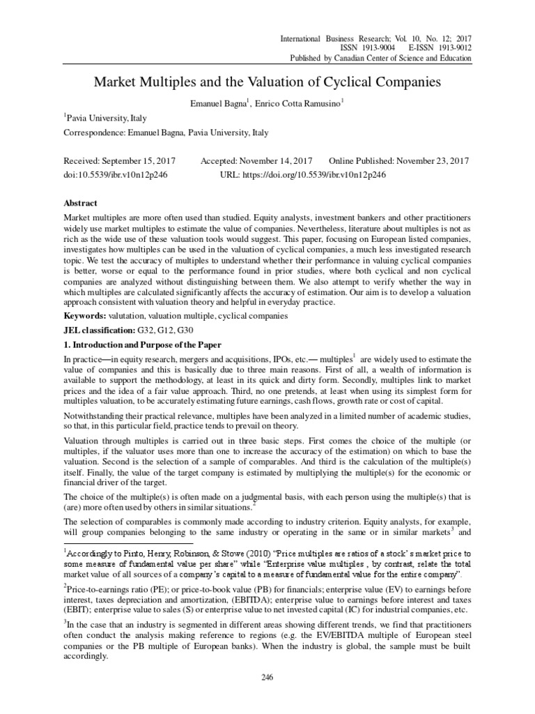 Market Multiples and The Valuation of Cyclical Com | PDF | Career ...
