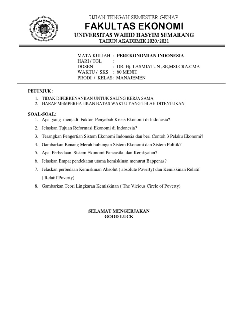 Uts Perekonomian Bu Lasmiatun | PDF | Ilmu Sosial