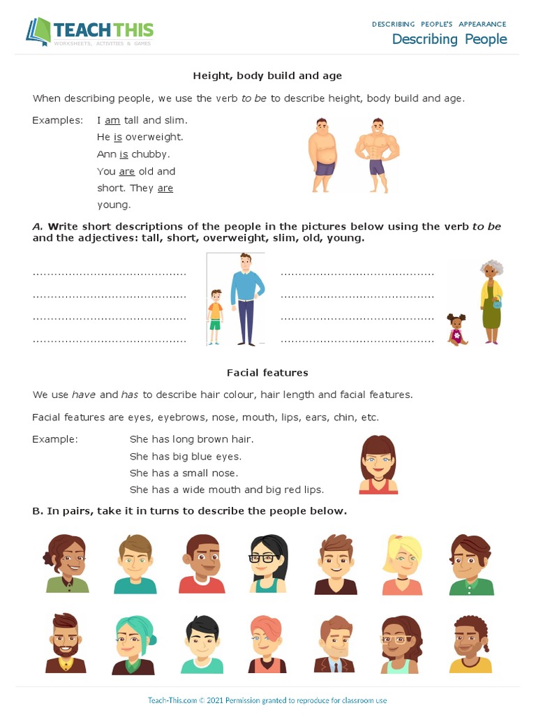 Describing People's Appearance Worksheets | PDF | Clothing | Softlines ...