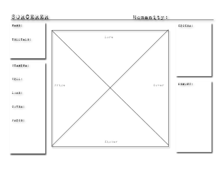 Sorcerer Character Sheet PDF