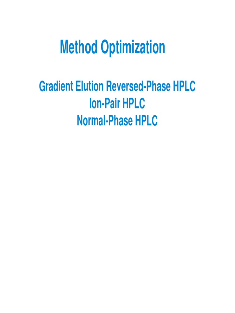 Optimizing HPLC Methods 1684601740 | PDF | High Performance Liquid Chromatography | Chromatography