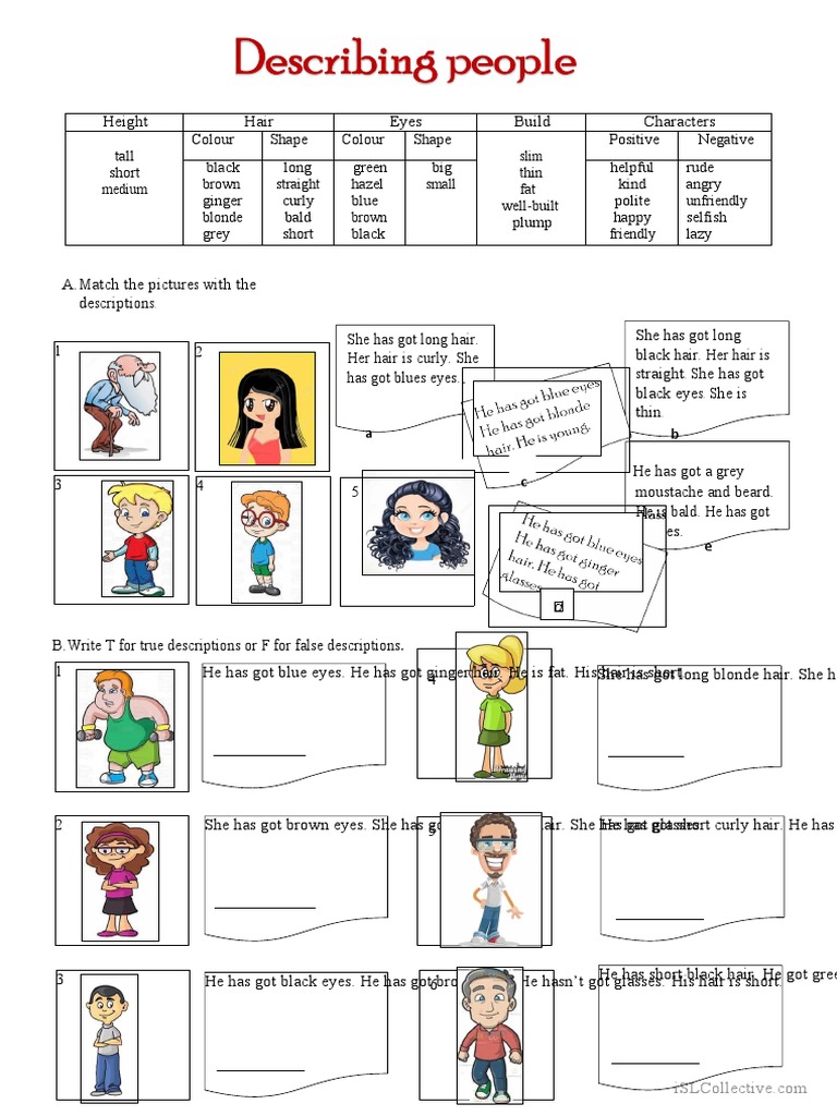 Describing People Worksheet 18th May | PDF | Color | Beauty