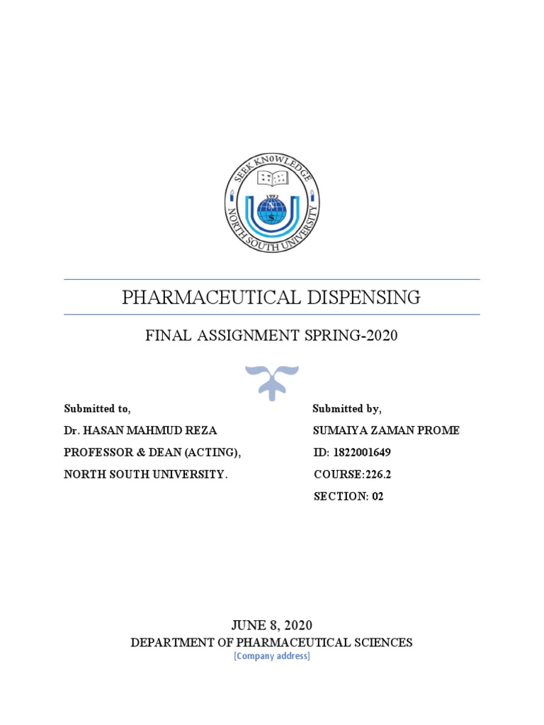 Dispensing Phr226.2 Sumaiyazamanprome 1822001649 | PDF | Chemistry ...