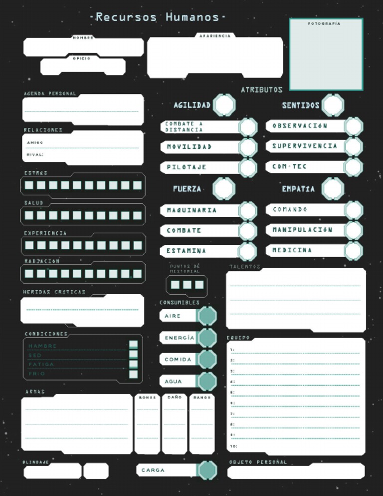 Alien RPG Ficha Editable | PDF